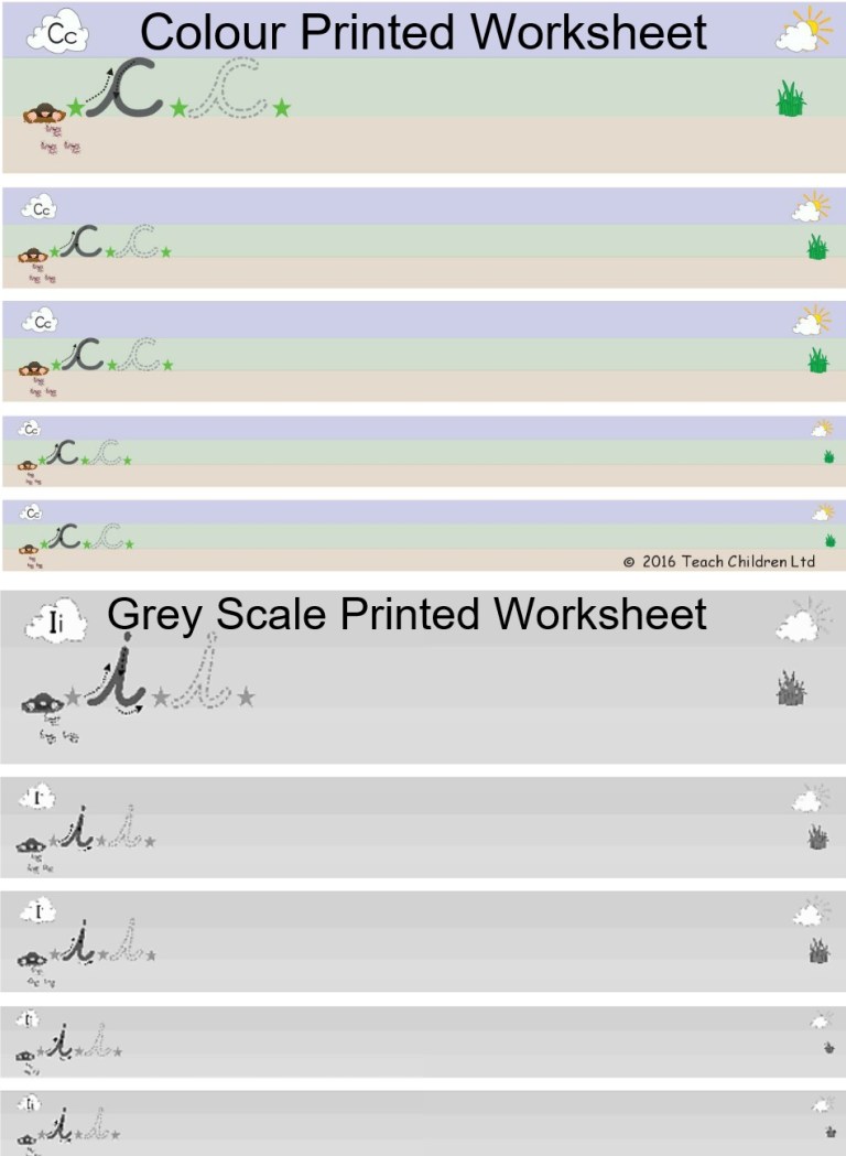 Transferring handwriting skills from worksheets to paper